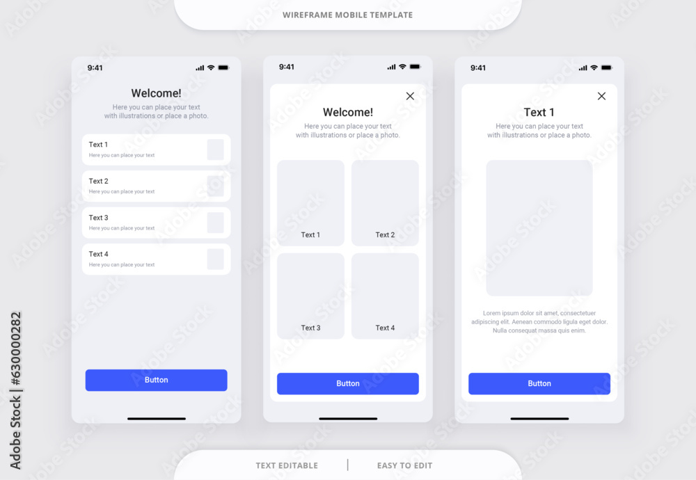 Wireframe mobile app. Vector template for your design. Stock Vector ...