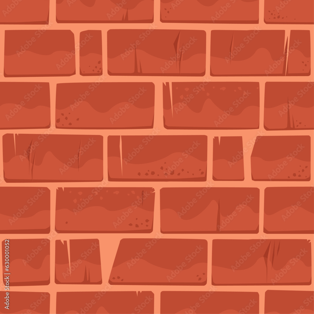 Сracked Red Brick Wall Seamless Texture, Aged Old Background. Textured ...