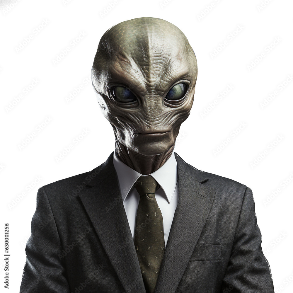 Alien in businessman suit on transparent background Stock Illustration ...