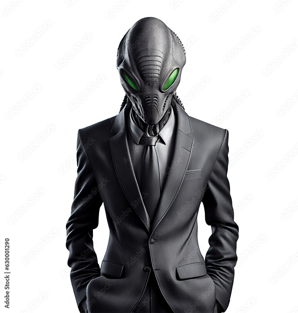 Alien in businessman suit on transparent background Stock Illustration ...