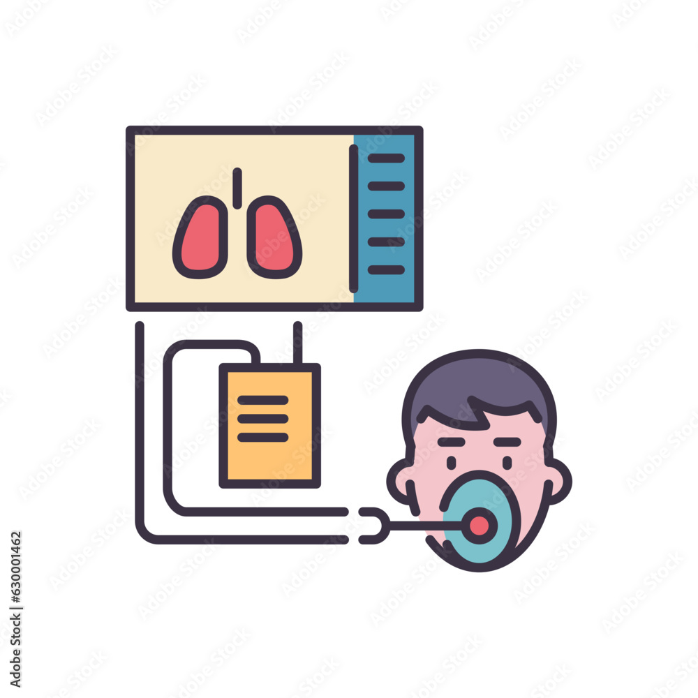 Medical ventilator related vector icon. Ventilator with image of lungs ...