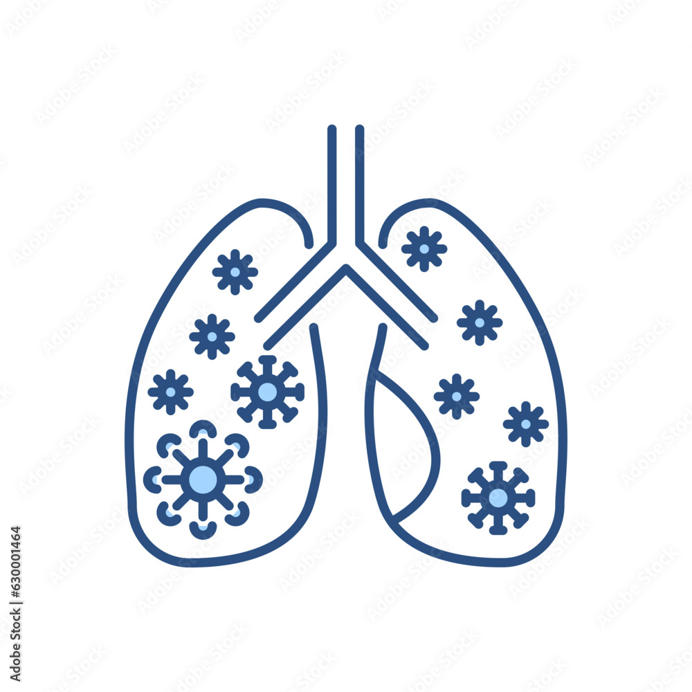 Lungs Infection related vector icon. Lungs with infection inside. Lungs Infection sign. Isolated ...