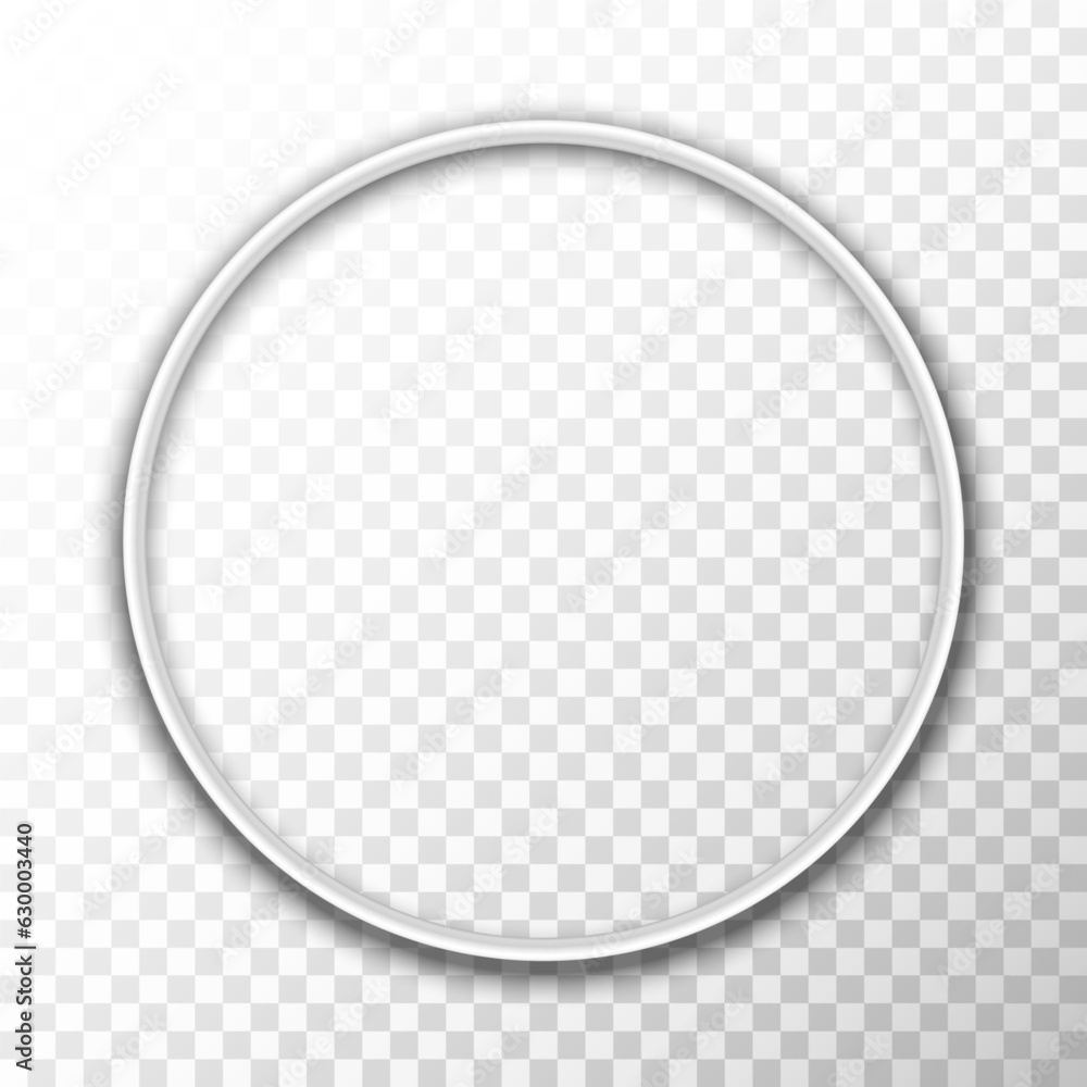 Realistic circle frame isolated on transparent background. Metal shiny ...