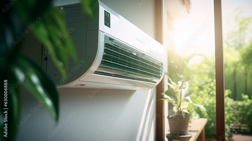 Blowing fresh cool air with the help of modern air conditioning ...
