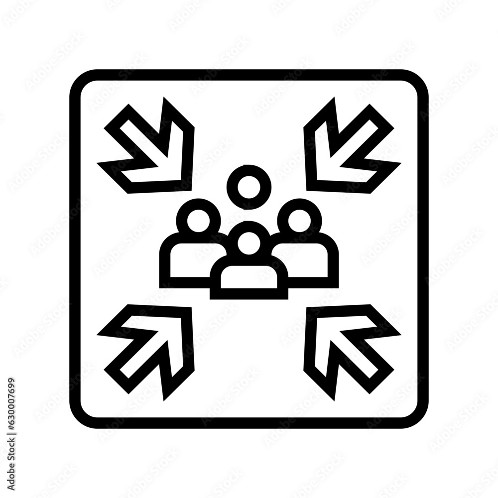 fire assembly point emergency line icon vector. fire assembly point ...
