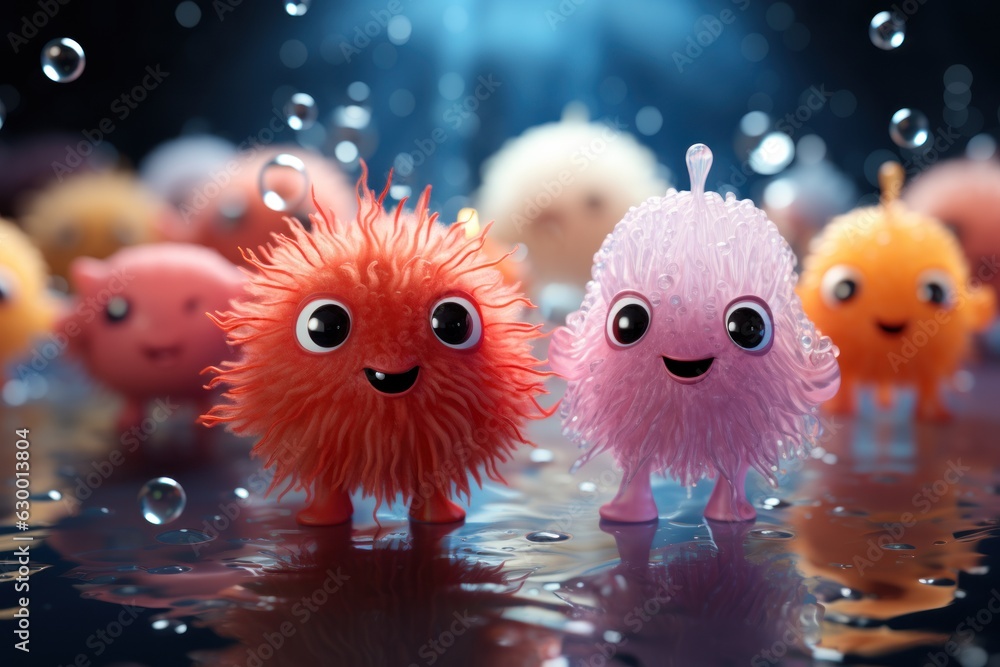 3D rendering of The cutest most amazing creatures in the atomic level ...
