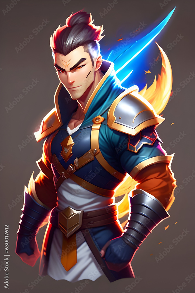 Illustration of the character Yasuo from League of legends Иллюстрация ...