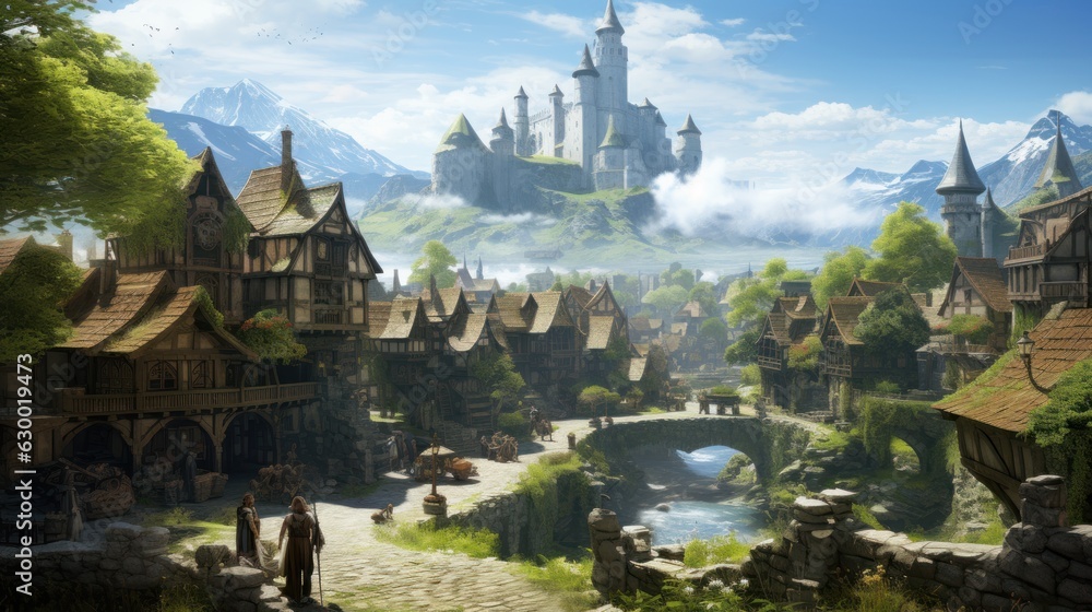Fantasy RPG Village Game Artwork Stock Illustration | Adobe Stock