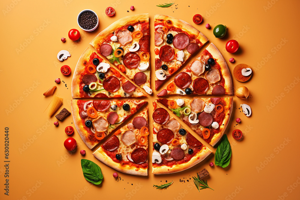 Advertising restaurant fresh snack pizza slices eat cafe menu modern ...