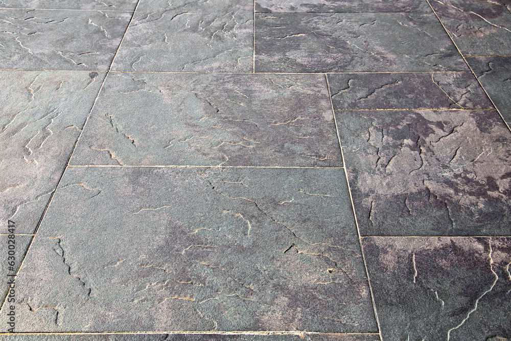 New paving made with stone blocks of rectangular shape in a pedestrian ...