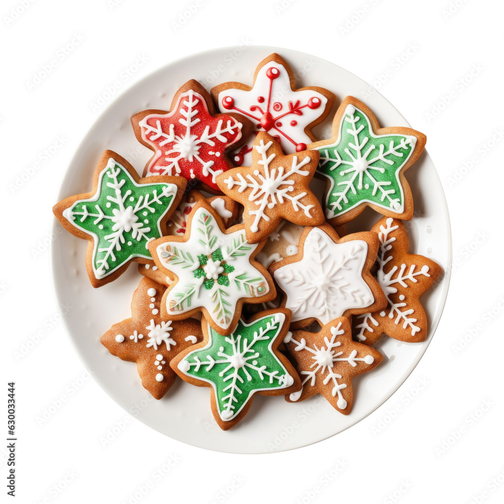 Plate of Christmas Cookies Isolated on a Transparent Background Stock ...