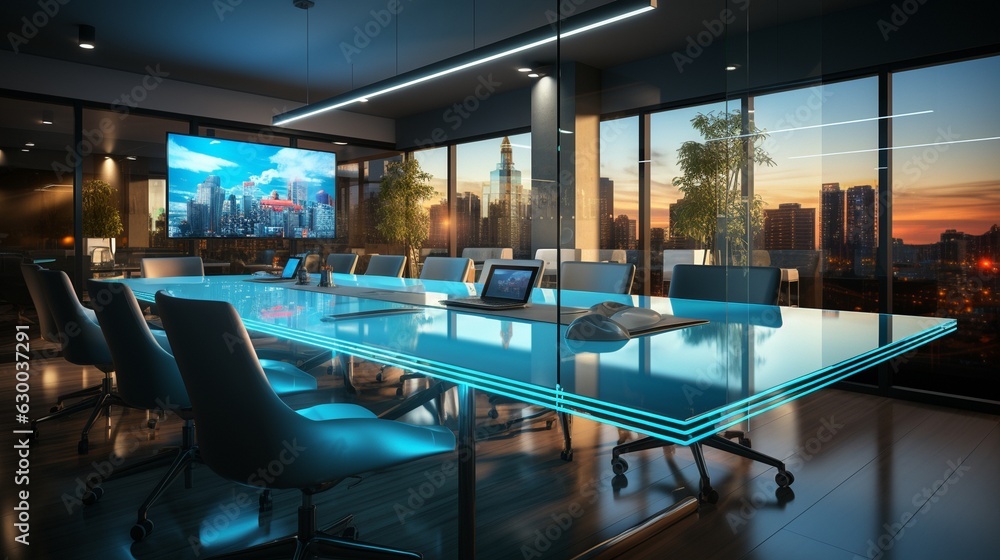 A contemporary conference space with the newest technologies for video ...
