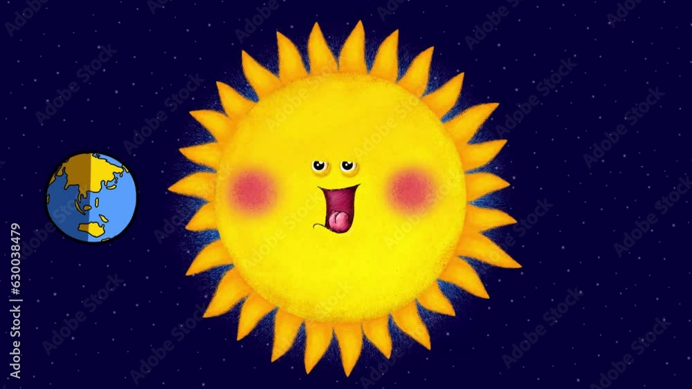 Earth with no clouds and sun with mimics in space. A fragment of solar ...