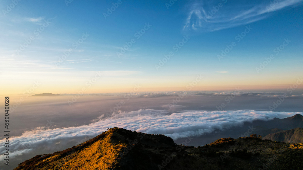 The beautiful Landscape view from Lawu Mountain at sunrise located in ...