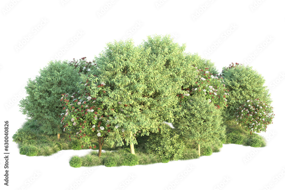 Green landscape isolated on transparent background. 3d rendering ...
