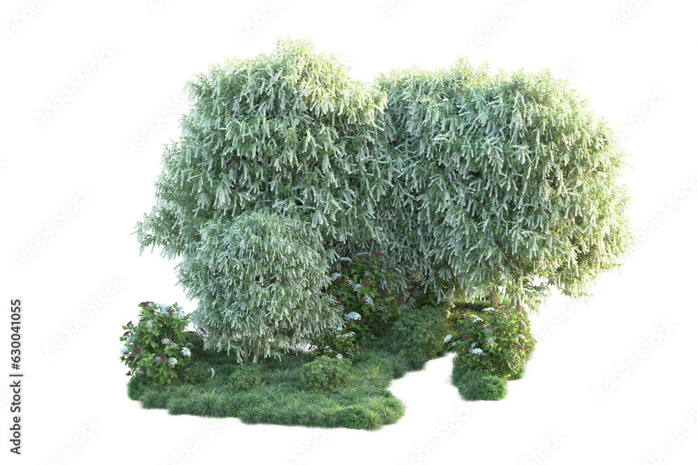 Green landscape isolated on transparent background. 3d rendering ...