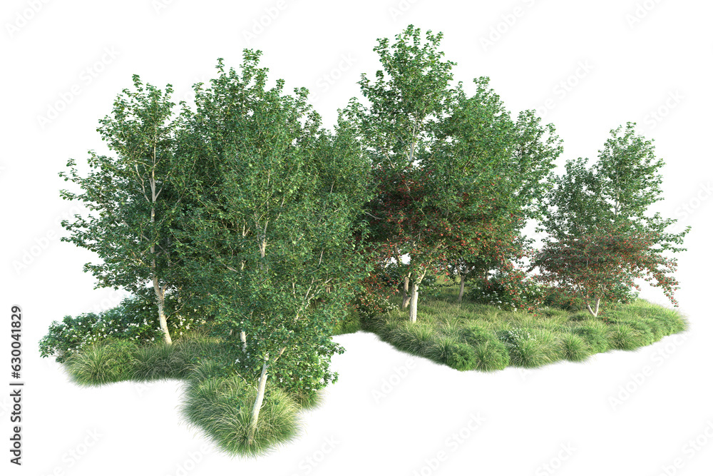 Green landscape isolated on transparent background. 3d rendering ...