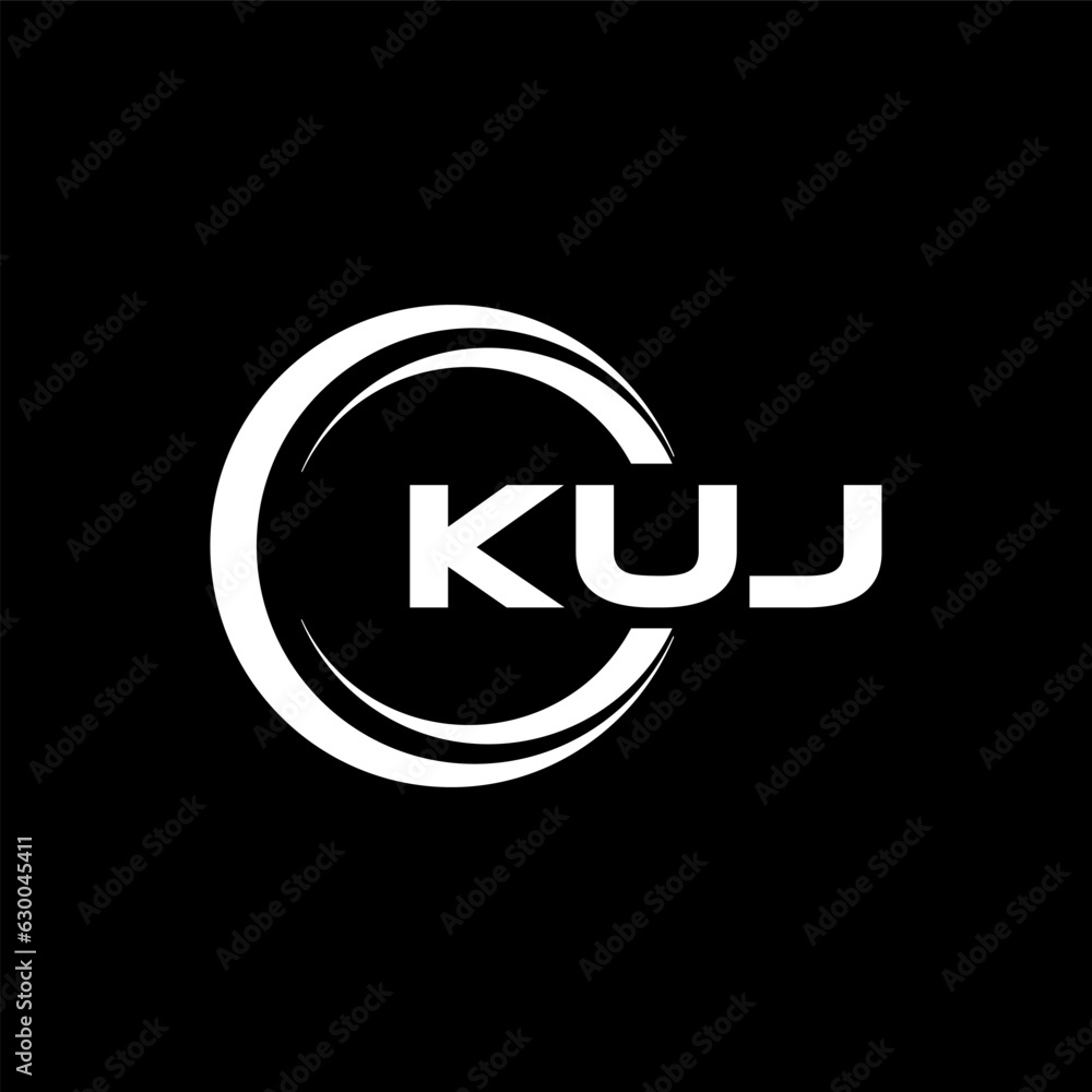 KUJ letter logo design with black background in illustrator, cube logo ...