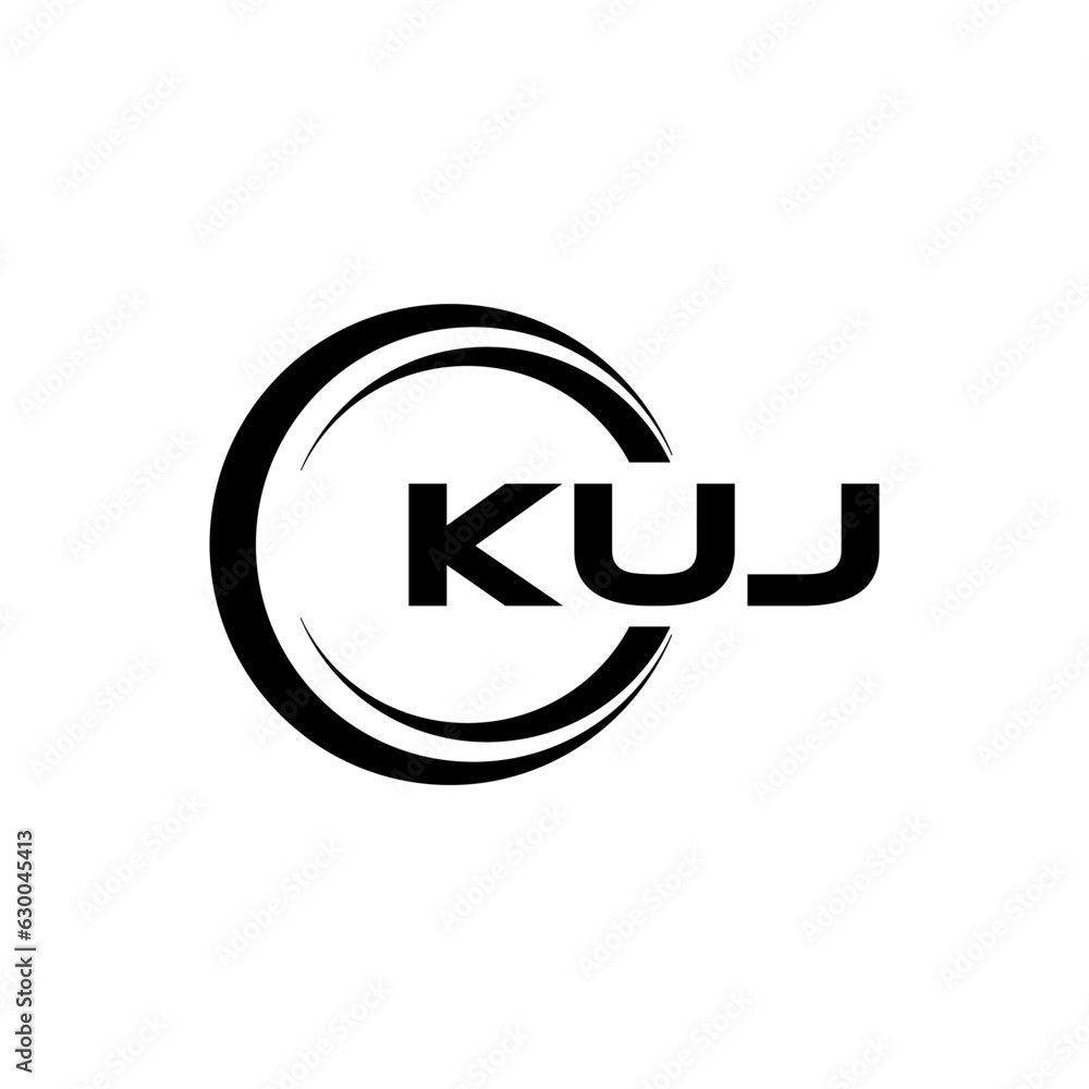 KUJ letter logo design with white background in illustrator, cube logo ...