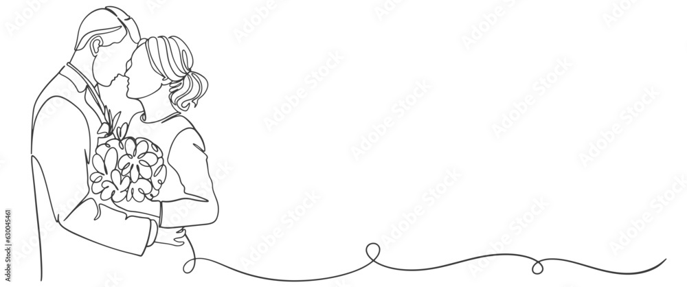 Wedding couple line art vector illustration Stock Vector | Adobe Stock