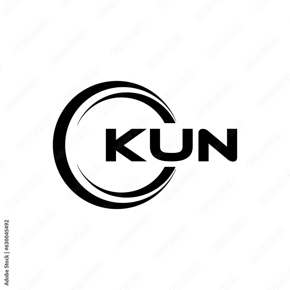 KUN letter logo design with white background in illustrator, cube logo ...