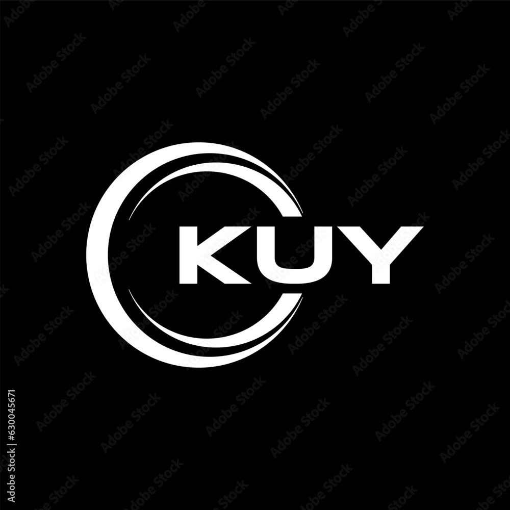 KUY letter logo design with black background in illustrator, cube logo ...