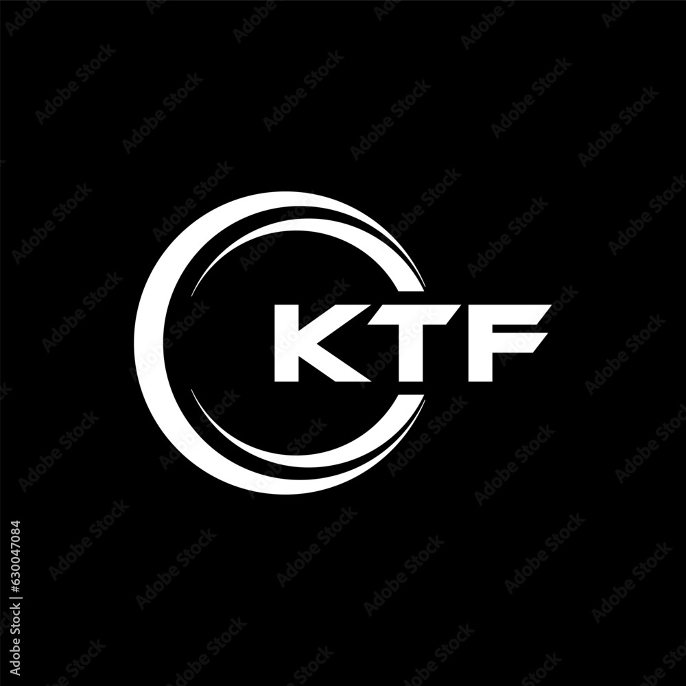 KTF letter logo design with black background in illustrator, cube logo ...