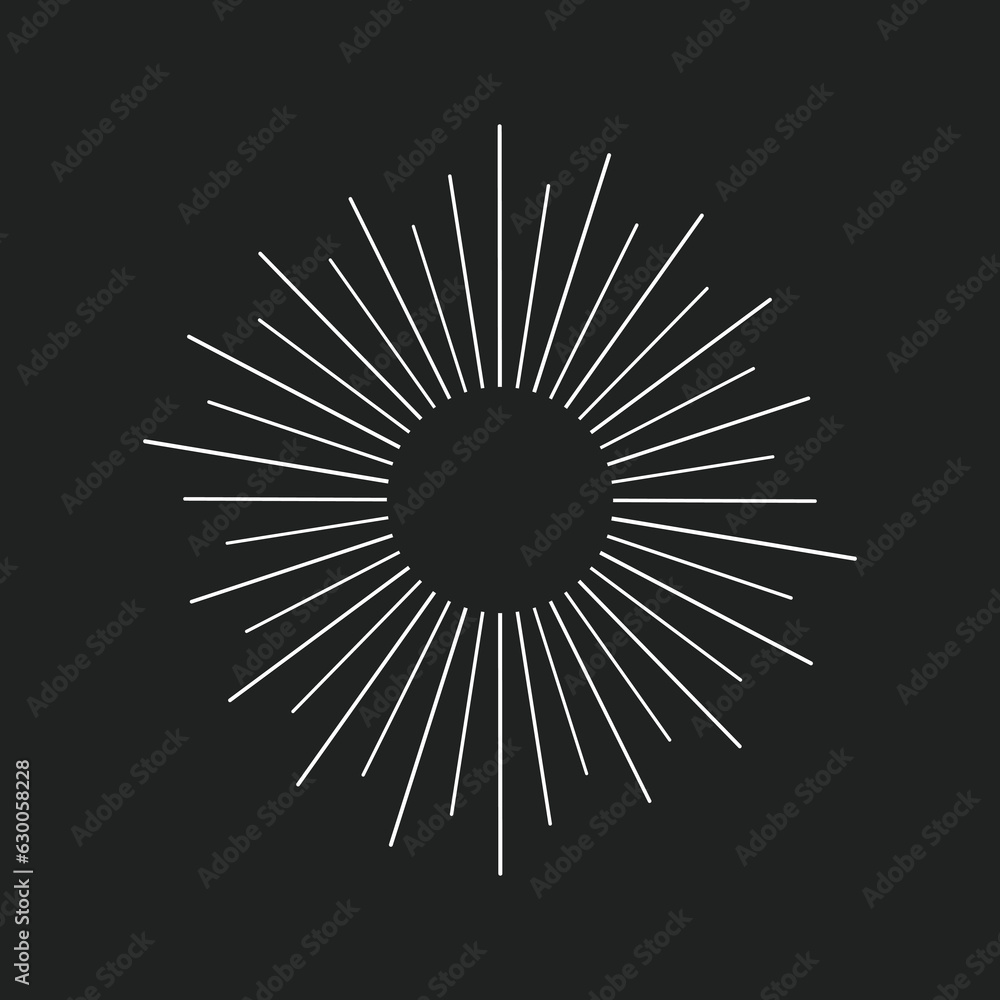 Vector Lines, Sun Rays, Radial Lines, Vintage Sun Rays, Deco Art Lines ...