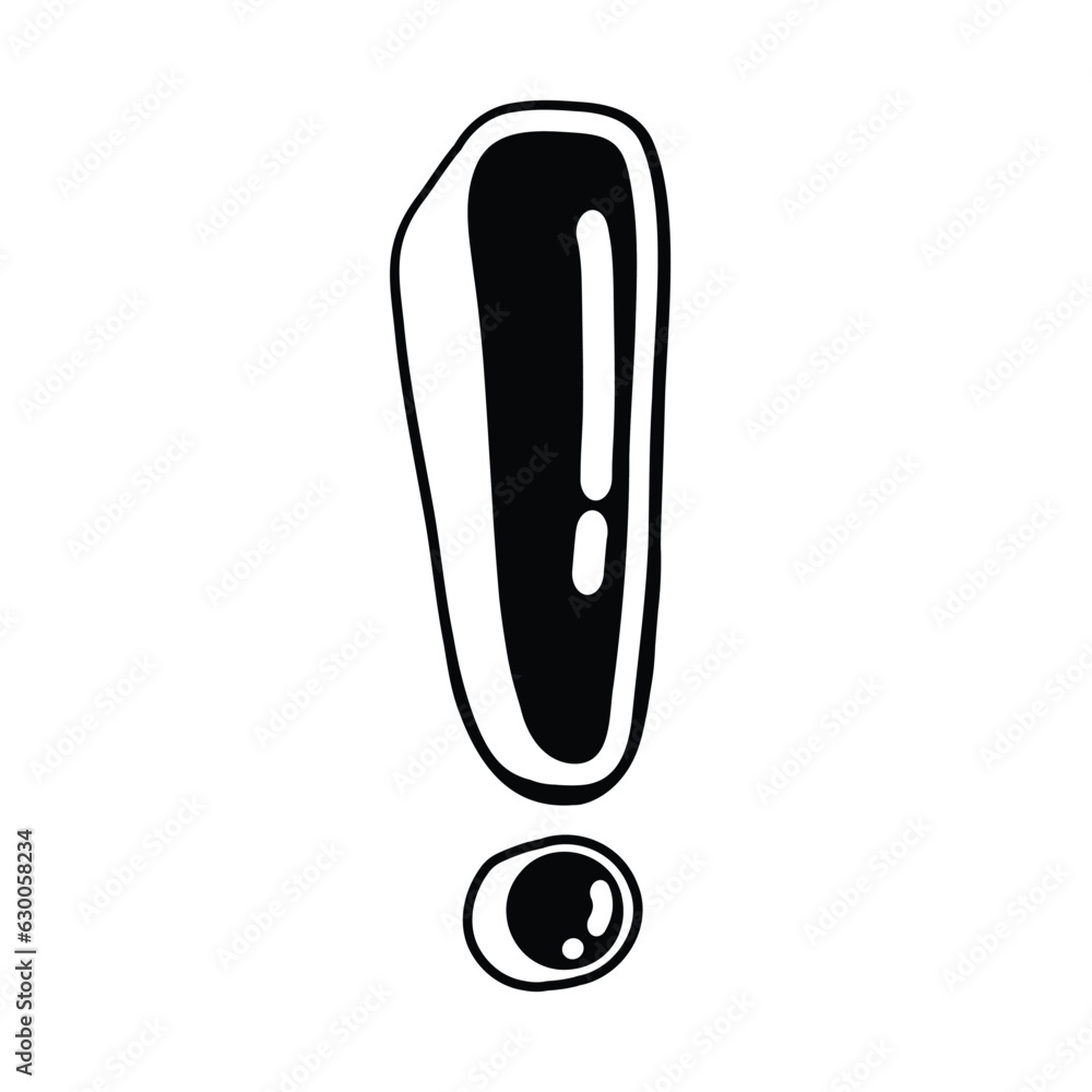 Doodle Style Exclamation mark Design Element. Vector exclamation mark ...