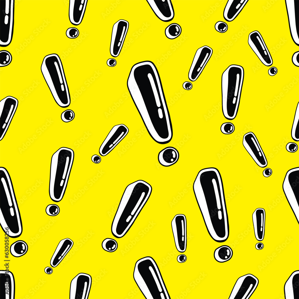Doodle Style Exclamation marks pattern design. Vector exclamation marks ...