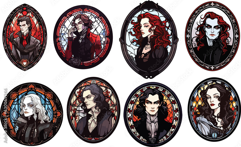 Halloween characters in cartoon style. Vampire, pumpkim, scary, witch ...