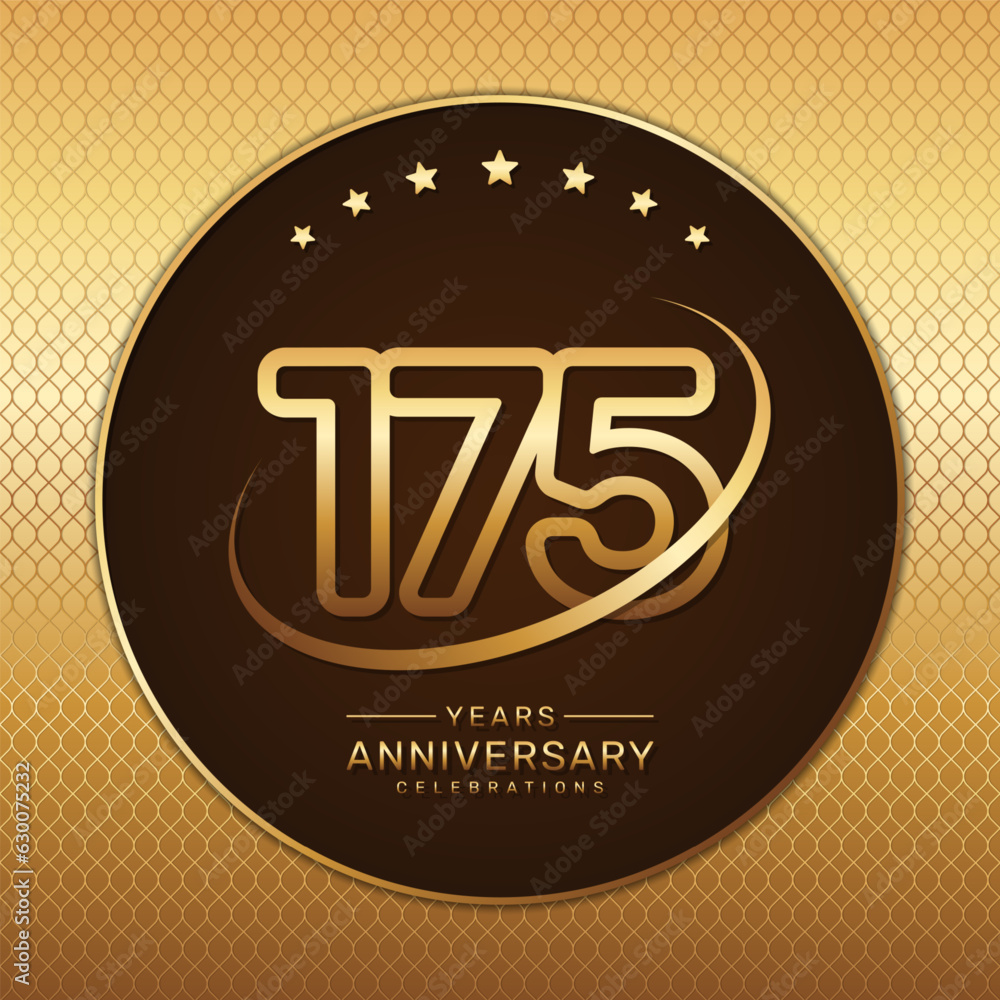 175th anniversary logo with a golden number and ring isolated on a ...