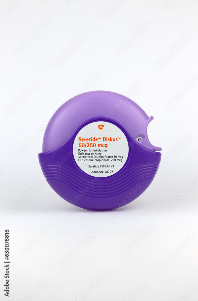 Illustrative Editorial of Seretide Diskus on soft white background. A ...