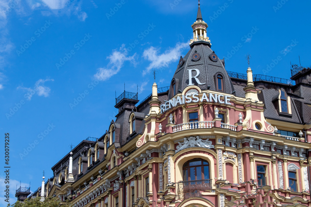 Kyiv, Ukraine, July 24, 2023: Facade of the Renaissance Kyiv hotel ...