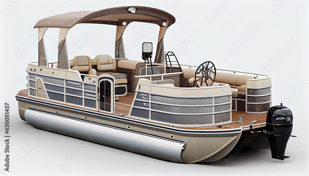 Pontoon boat versatile and eisure-oriented isolated on white background ...