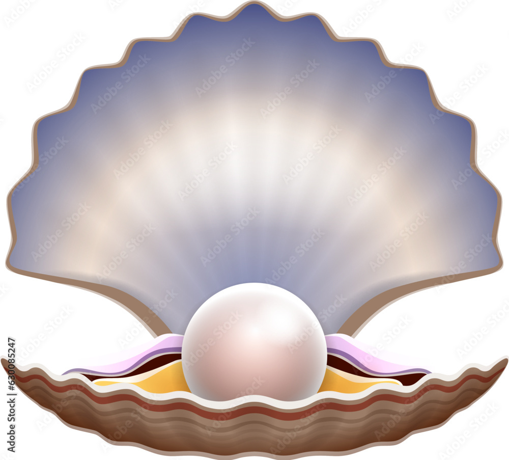 Cartoon scallop shell with pearl showcasing natural beauty and elegance ...