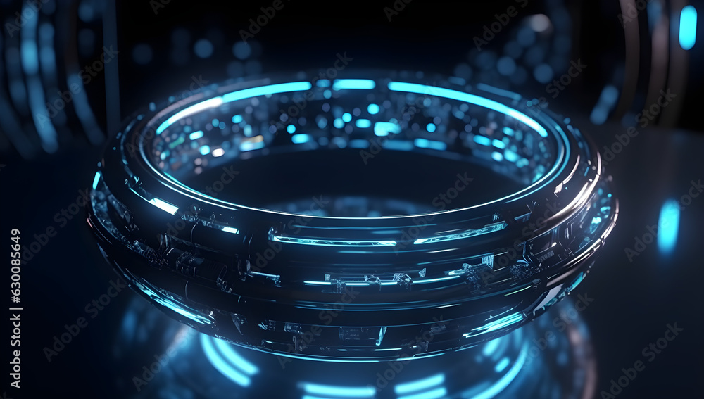 Generative AI of a futuristic torus, circular loop, quantum computer ...