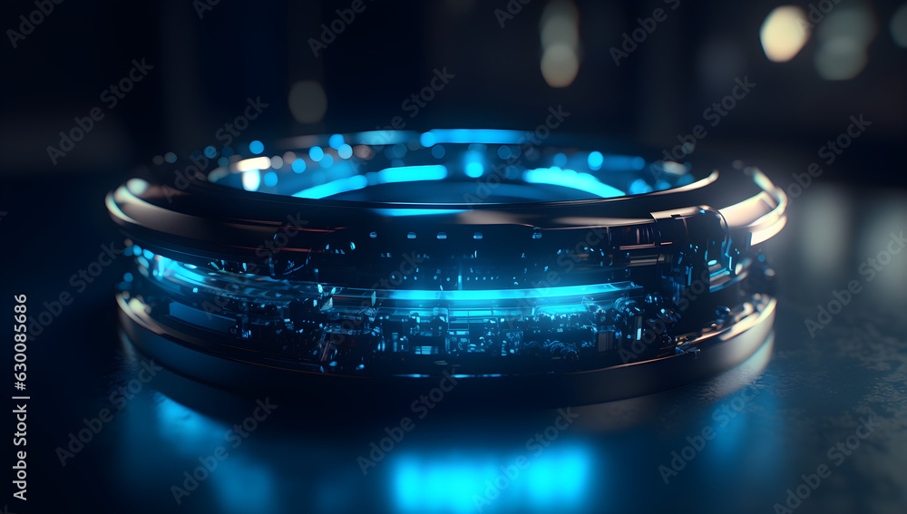 Generative AI of a futuristic torus, circular loop, quantum computer ...