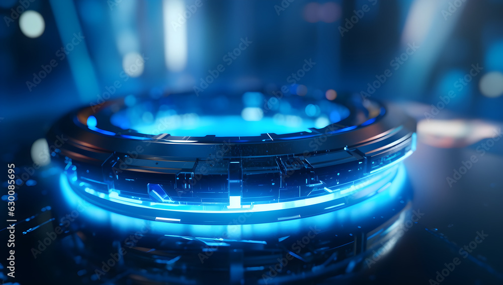 Generative AI of a futuristic torus, circular loop, quantum computer ...
