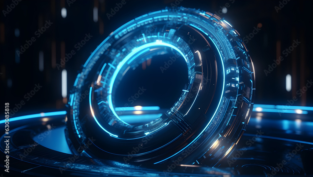Generative AI of a futuristic torus, circular loop, quantum computer ...