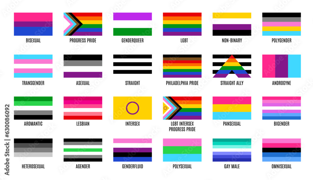 Lgbt pride flags, sexual diversity. Bisexual, progress pride and ...