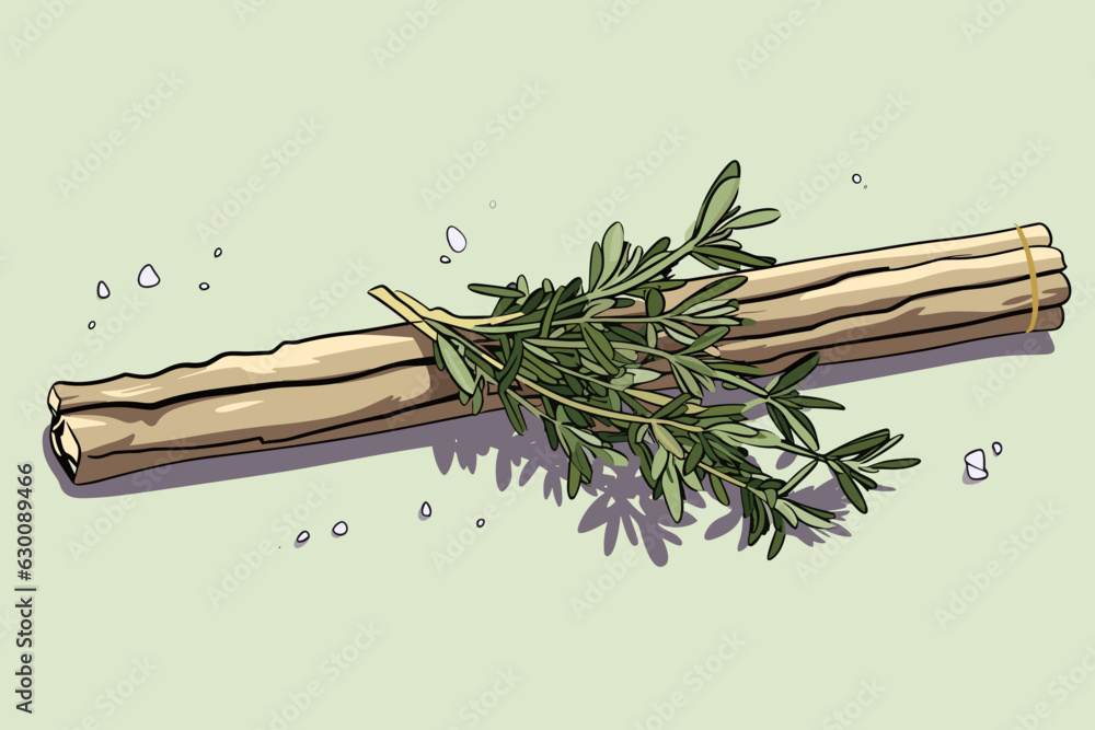 Hand-drawn cartoon Sage smudge stick flat art Illustrations in ...