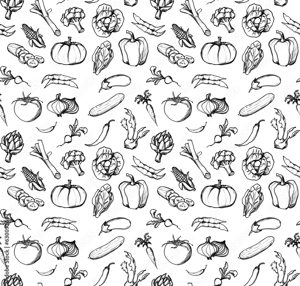 Fantasy Vegetables drawing / illustration set/wallpaper - hand drawn ...