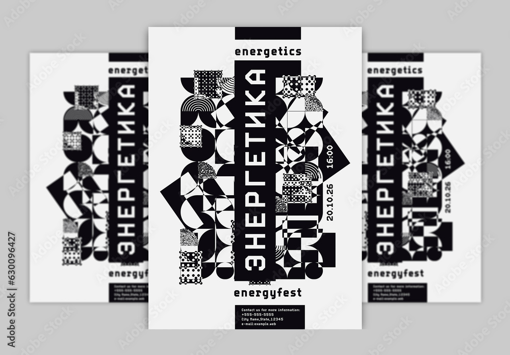 Modern Black and White Event Poster Layout Design Stock Template ...