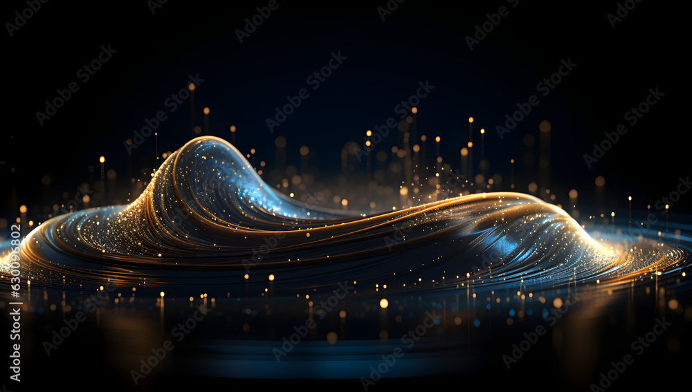 Generative AI wallpaper with abstract network of lines, sine waves and ...