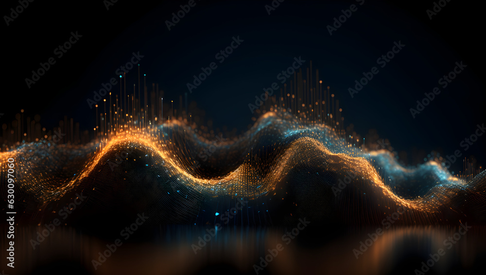 Generative AI wallpaper with abstract network of lines, sine waves and ...