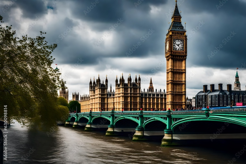 Capture a detailed, high-definition image of the iconic clock face of a ...