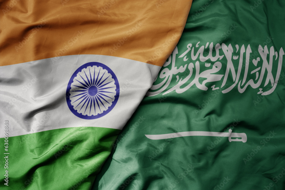 big waving realistic national colorful flag of india and national flag ...