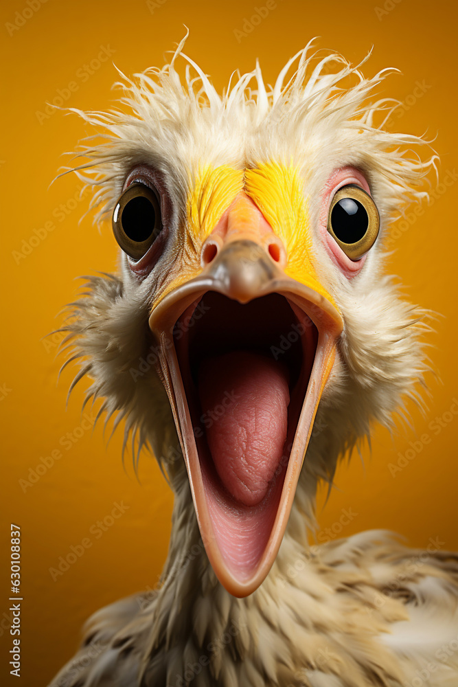 Portrait Banner for Website of surprised amazed duck goose pet with a ...