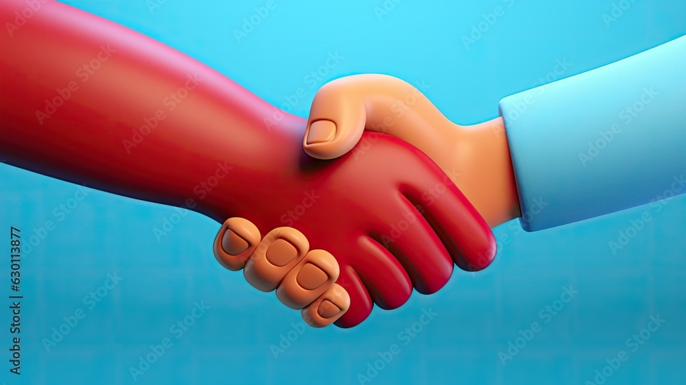 Cartoon handshake of a red superhero with human Stock Illustration ...